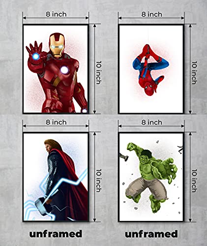 Set of 12 Superhero Posters - Ant-Man - Falcon - Hulk - Wanda - Black Widow - Iron Man - Hawkeye- Spider-Man - Black Panther - Captain America - Thor and Vision (Concept art style, 8x10)