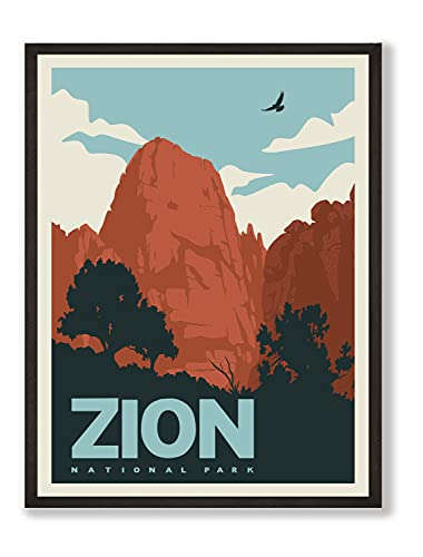 HerZii Prints Zion National Park Wall Art Vintage Posters & Prints Set, Vintage National Parks Poster, Nature Vintage Wall Art, Mountain Travel Decor National Park Posters (12x16 UNFRAMED)