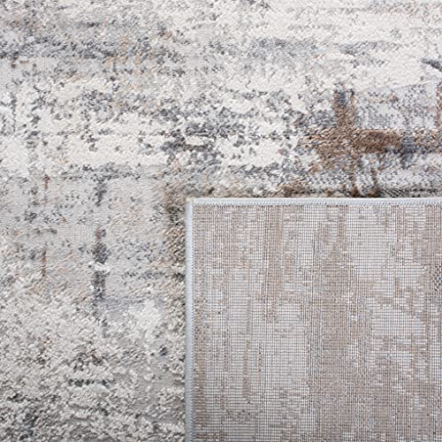 SAFAVIEH Amelia Collection 5'5" x 7'7" Ivory/Grey ALA448A Modern Abstract Non-Shedding Living Room Bedroom Dining Home Office Area Rug