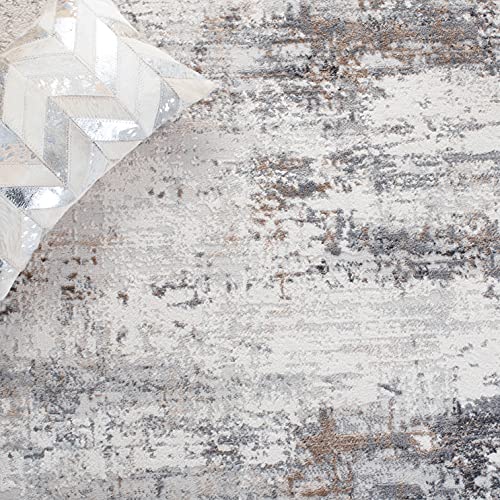 SAFAVIEH Amelia Collection 5'5" x 7'7" Ivory/Grey ALA448A Modern Abstract Non-Shedding Living Room Bedroom Dining Home Office Area Rug