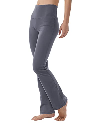 Knsbk Bootcut Yoga Pants for Women with Hidden Pockets High Waist Workout Pants Tummy Control Dress Bootleg Work Pants(Light Grey,Large)