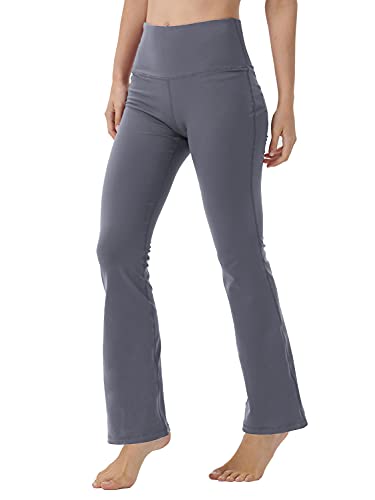 Knsbk Bootcut Yoga Pants for Women with Hidden Pockets High Waist Workout Pants Tummy Control Dress Bootleg Work Pants(Light Grey,Large)