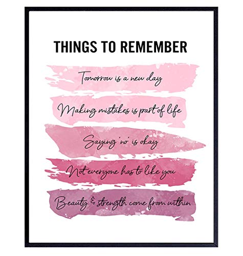 Positive Inspirational Quotes Wall Decor - Uplifting Encouragement Gifts for Women, Girls, Teens, Daughter, BFF, Best Friend - Pink Motivational Wall Art Poster for Home Office, Bedroom, Bathroom