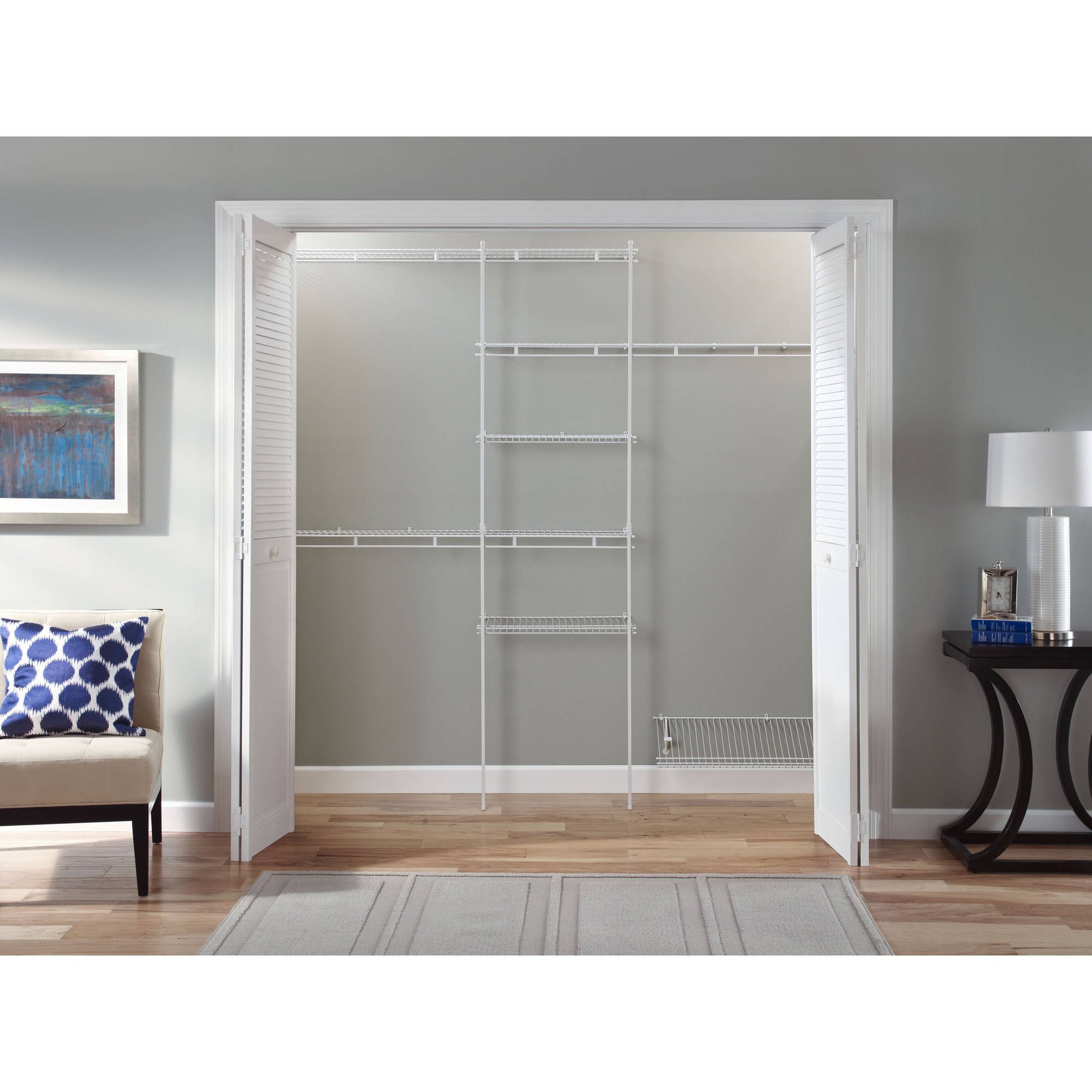 ClosetMaid 1608 Closet Organizer Kit with Shoe Shelf, 5-Foot to 8-Foot, White