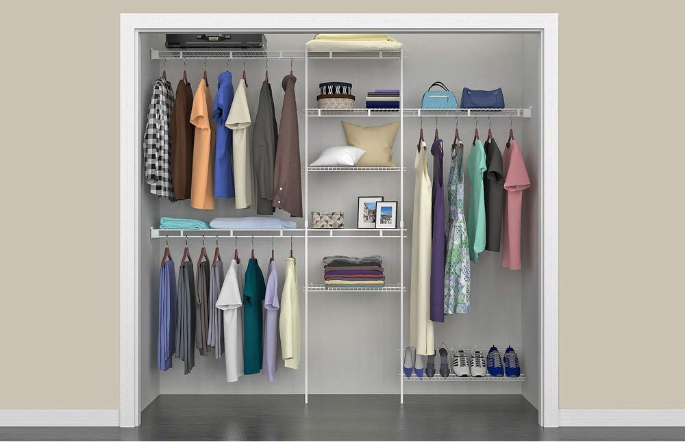 ClosetMaid 1608 Closet Organizer Kit with Shoe Shelf, 5-Foot to 8-Foot, White