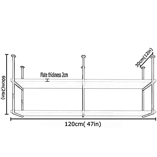 WERTY Retro Industrial LOFT Restaurant Iron Solid Wood Ceiling Shelf, Hanging Floating Shelves, 2 Tier Shelves ShelfBar Hanging Decoration Storage Shelf (Size : 1203060cm), 120*30*60cm