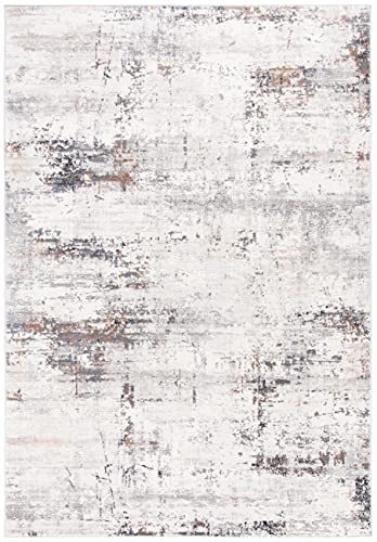 SAFAVIEH Amelia Collection 5'5" x 7'7" Ivory/Grey ALA448A Modern Abstract Non-Shedding Living Room Bedroom Dining Home Office Area Rug