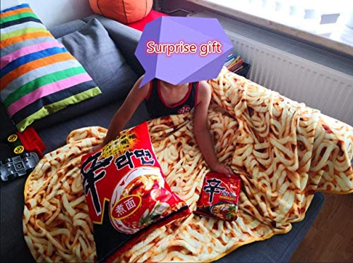 Soft Blanket Throw Kawaii Pillow Simulation Instant Noodles Shape Pillow Funny Realistic Food Round Blanket Throw Blanket for Adults&Kids