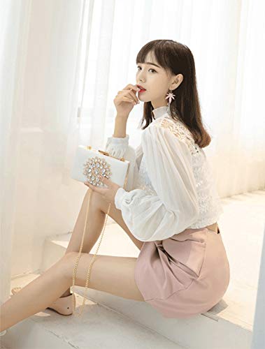 L-COOL Cute Diamond Evening Clutch Purse Shoulder Bag Crossbody Handbag With Chain For Women (White)