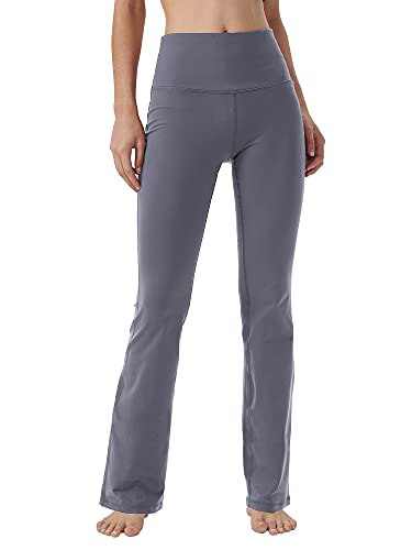 Knsbk Bootcut Yoga Pants for Women with Hidden Pockets High Waist Workout Pants Tummy Control Dress Bootleg Work Pants(Light Grey,Large)