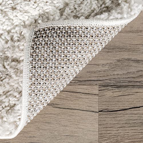 nuLOOM Marleen Contemporary Shag Area Rug, 4' Round, White