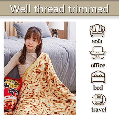 Soft Blanket Throw Kawaii Pillow Simulation Instant Noodles Shape Pillow Funny Realistic Food Round Blanket Throw Blanket for Adults&Kids