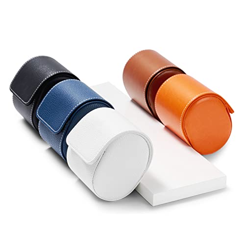 Oirlv Luxury Leather Travel Watch Case Single Watch Box for Women Portable Jewelry Watch Storage Roll Organizer(White)