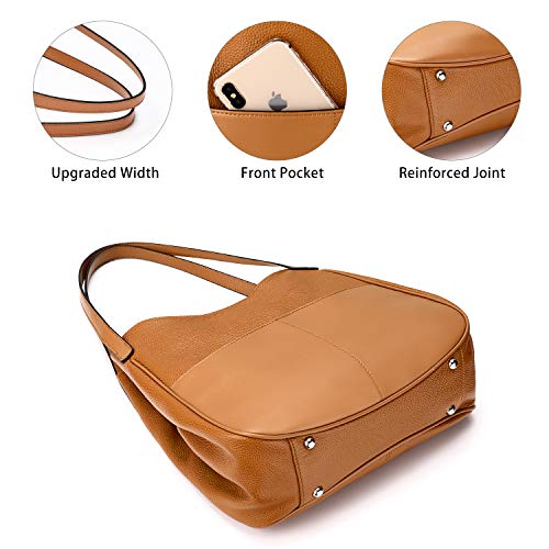 S-ZONE Women Shoulder Bag Leather Hobo Purse Medium Handbag Multi-pocket Tote with Tassel