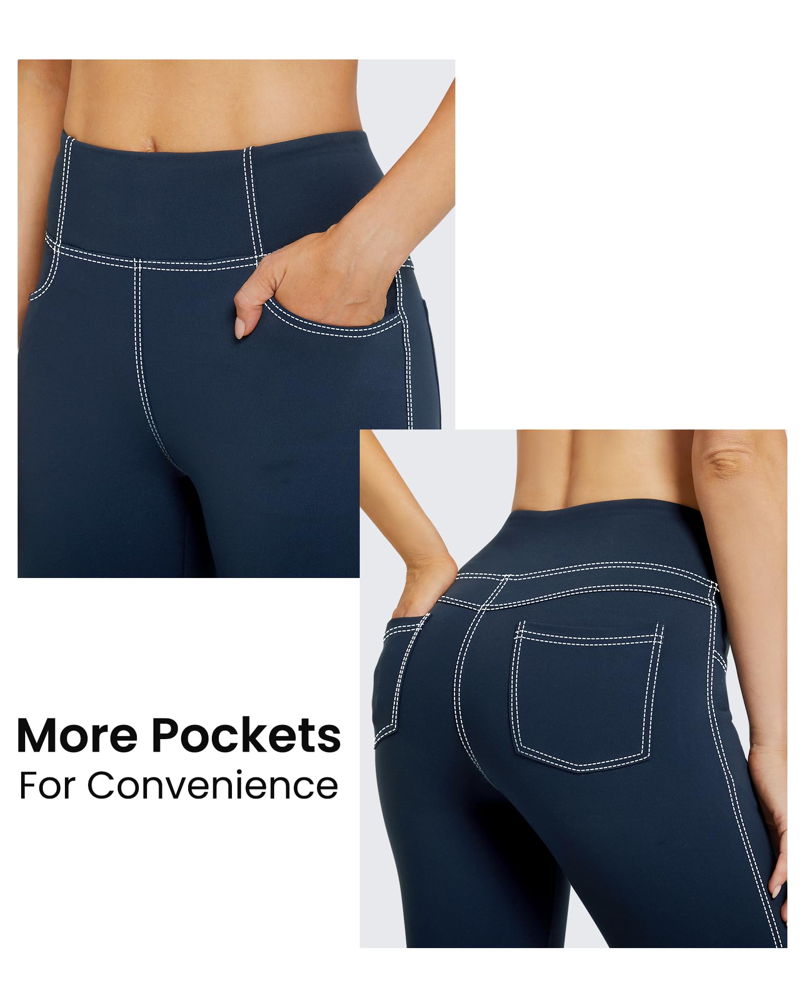 G4Free Jeggings for Women Flare Yoga Pants High Waisted Bootcut Yoga Leggings Workout Bootleg 4 Way Stretch (Navy,M,31")