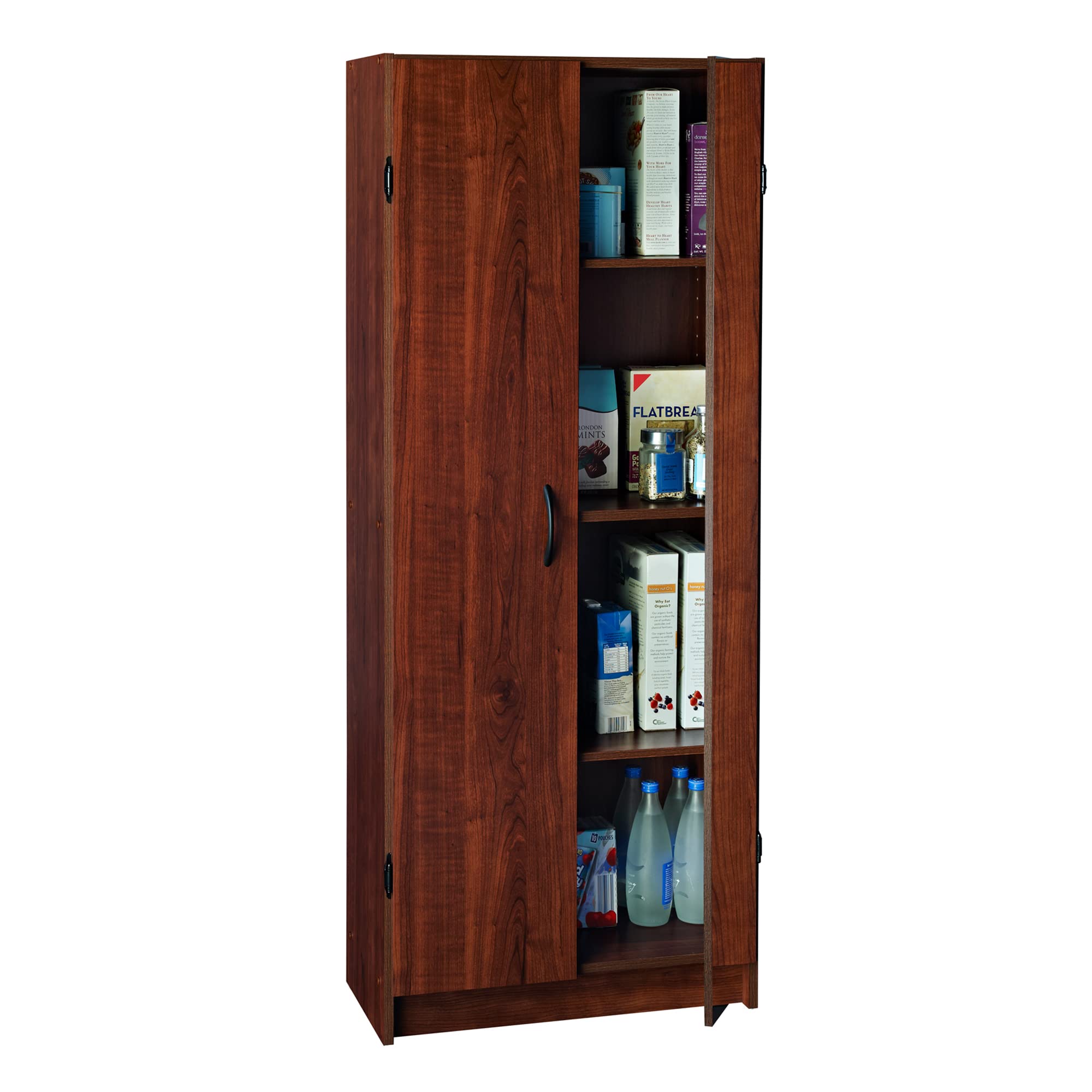 ClosetMaid Pantry Cabinet Cupboard with 2 Doors Adjustable Shelves, Standing, Storage for Kitchen, Laundry or Utility Room, Dark Cherry