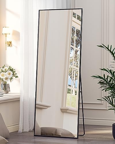 Antok Full Length Mirror, 66"x23" Floor Standing Full Body Mirror with Stand for Bedroom & Living Room, Black