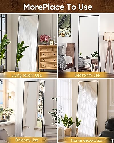 Antok Full Length Mirror, 66"x23" Floor Standing Full Body Mirror with Stand for Bedroom & Living Room, Black