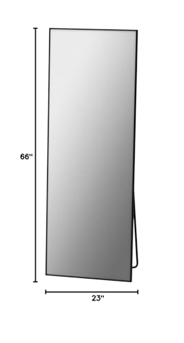 Antok Full Length Mirror, 66"x23" Floor Standing Full Body Mirror with Stand for Bedroom & Living Room, Black