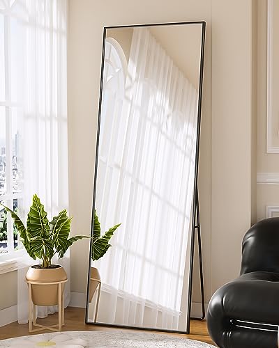 Antok Full Length Mirror, 66"x23" Floor Standing Full Body Mirror with Stand for Bedroom & Living Room, Black