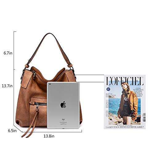 Realer Hobo Bag Women Purse Handbag Large Crossbody Bag Womens Shoulder Bag (Brown)