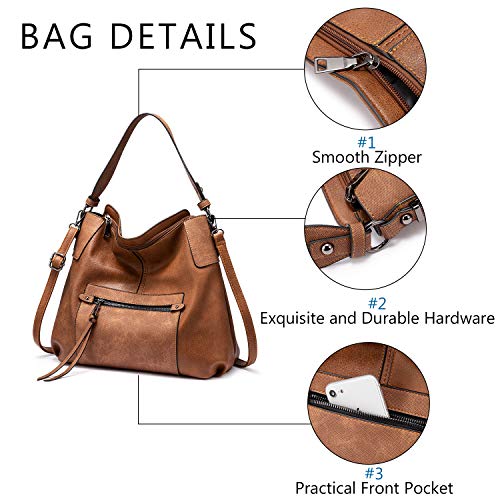 Realer Hobo Bag Women Purse Handbag Large Crossbody Bag Womens Shoulder Bag (Brown)