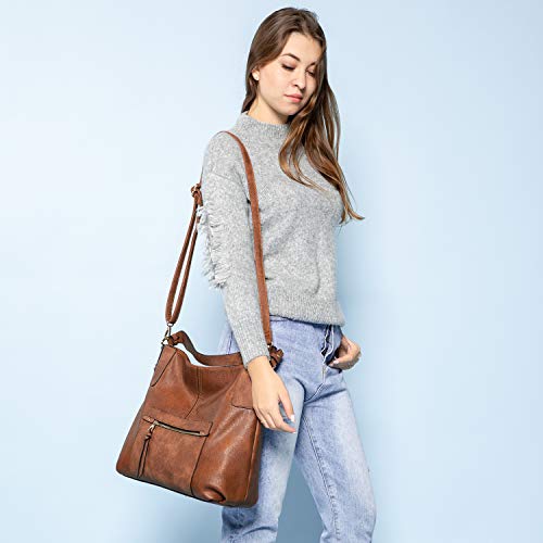 Realer Hobo Bag Women Purse Handbag Large Crossbody Bag Womens Shoulder Bag (Brown)
