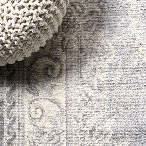JONATHAN Y MDP401B-8 Rosalia Cottage Medallion Indoor Area-Rug Vintage Bohemian Easy-Cleaning Bedroom Kitchen Living Room Non Shedding, 8 ft x 10 ft, Ivory/Gray