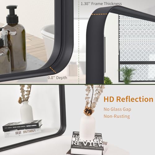 VooBang Full Length Mirror Deep Framed 21x64 Inch Floor Stand, Leaning or Dressing Modern Sleek and Chic Design Ideal for Bedroom, Closet, or Entryway Black