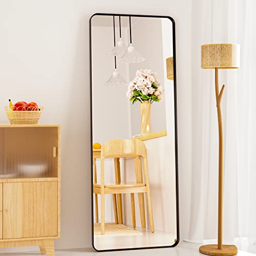 VooBang Full Length Mirror Deep Framed 21x64 Inch Floor Stand, Leaning or Dressing Modern Sleek and Chic Design Ideal for Bedroom, Closet, or Entryway Black