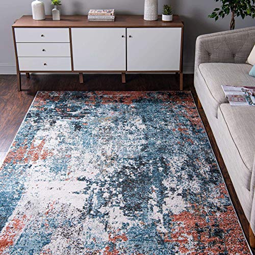 Rugs.com Leipzig Collection Area Rug – 7' x 10' Multi Low-Pile Rug Perfect for Bedrooms, Dining Rooms, Living Rooms