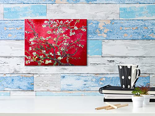 Wieco Art Red Almond Blossom Tree Vincent Van Gogh Paintings Reproduction Canvas Prints Wall Art for Home Decor and Wall Decor Classical Flowers Pictures Artwork