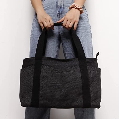 JJDreams Canvas Tote Bag for Women Casual Large School Shoulder Bag Top Handle Shopper Handbag Daily Purse for Women,Grey