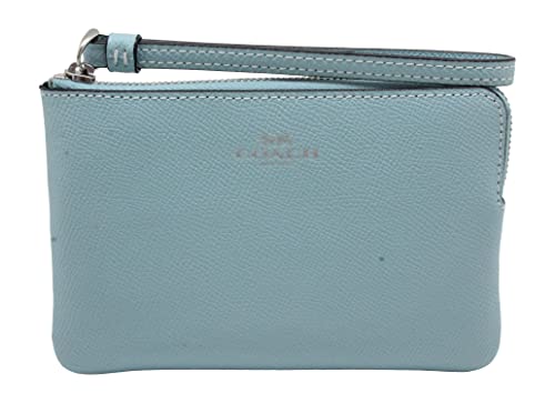 Coach Women's Corner Zip Wristlet in Crossgrain Leather (Waterfall)