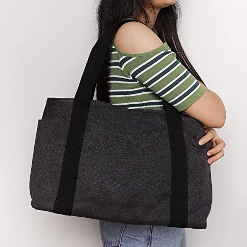 JJDreams Canvas Tote Bag for Women Casual Large School Shoulder Bag Top Handle Shopper Handbag Daily Purse for Women,Grey