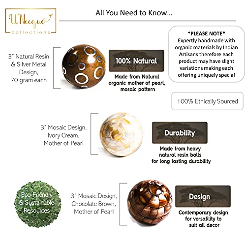 U'Neeque Collections Beautiful Handmade Small Decorative Balls for Bowls (3β each) - Ideal Accent Decor for Bowls, Trays & Vases, Decorative Balls Set of 3
