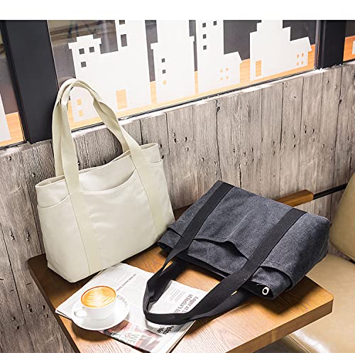JJDreams Canvas Tote Bag for Women Casual Large School Shoulder Bag Top Handle Shopper Handbag Daily Purse for Women,Grey