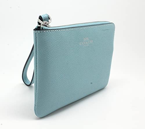 Coach Women's Corner Zip Wristlet in Crossgrain Leather (Waterfall)