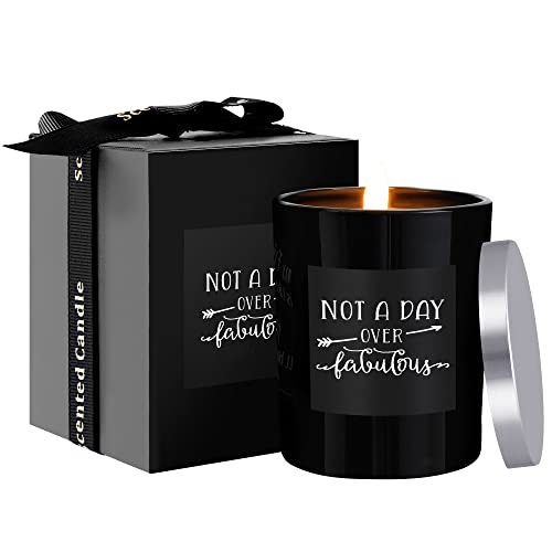 NOWWISH Womens Gifts for Christmas - Not a Day Over Fabulous Candles - Funny Birthday Gifts for Her Wife, Mom, Daughter, Sister, Aunt, Friends, Lavender Scented 100% Soy