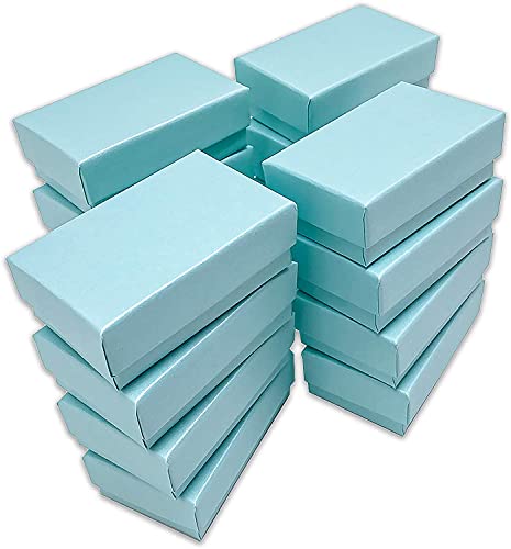 TheDisplayGuys 100-Pack #21 Cotton Filled Cardboard Paper Jewelry Box Gift Case - Pearl Teal (2 5/8" x 1 5/8" x 1")