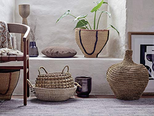 Creative Co-Op 15" & 16" Handwoven Natural Seagrass Jute Trim (Set of 2 Sizes) Baskets, Multicolor