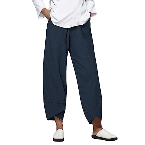 for Women Knee Length Plus Size high Waisted Pants fold Over Yoga Pant Pant Suit Casual Women's Clothing Summer Black Baggy Pants Capri Lounge Pant