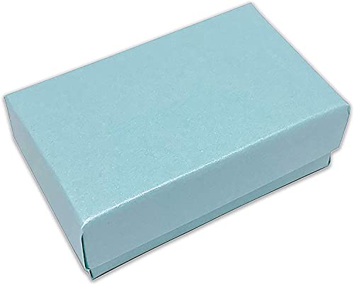 TheDisplayGuys 100-Pack #21 Cotton Filled Cardboard Paper Jewelry Box Gift Case - Pearl Teal (2 5/8" x 1 5/8" x 1")
