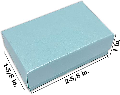 TheDisplayGuys 100-Pack #21 Cotton Filled Cardboard Paper Jewelry Box Gift Case - Pearl Teal (2 5/8" x 1 5/8" x 1")