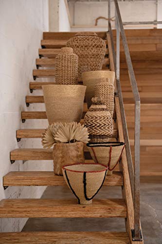 Creative Co-Op 15" & 16" Handwoven Natural Seagrass Jute Trim (Set of 2 Sizes) Baskets, Multicolor