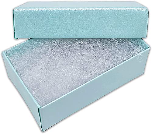 TheDisplayGuys 100-Pack #21 Cotton Filled Cardboard Paper Jewelry Box Gift Case - Pearl Teal (2 5/8" x 1 5/8" x 1")