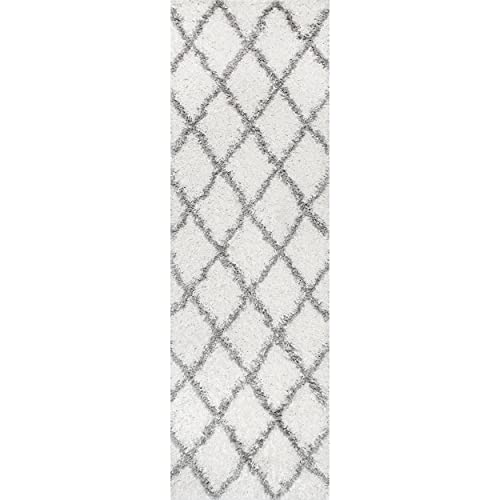 nuLOOM Tess Moroccan Shag Runner Rug, 2' 6" x 6', White