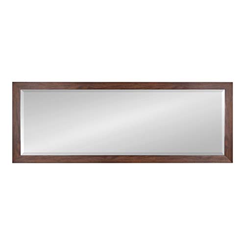 DesignOvation Beatrice Transitional Framed Panel Wall Mirror, 19 x 51, Walnut Brown, Chic Full Length Mirror for Wall