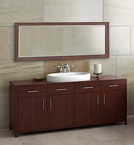 DesignOvation Beatrice Transitional Framed Panel Wall Mirror, 19 x 51, Walnut Brown, Chic Full Length Mirror for Wall