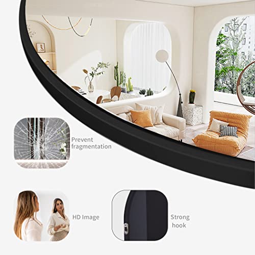 COFENY Full Length Mirror, 71" x 30" Black Arch Floor Wall Mirror, Stable Bracket Glass, Multiple Installation Ways